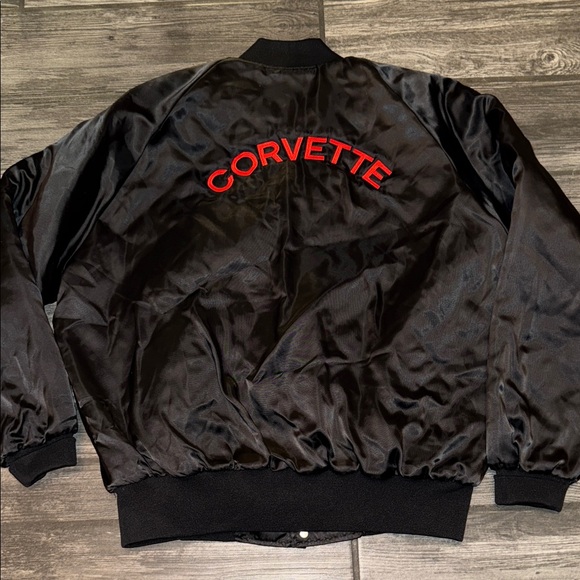 Corvette | Jackets & Coats | Corvette Vintage Black Satin Bomber Jacket ...